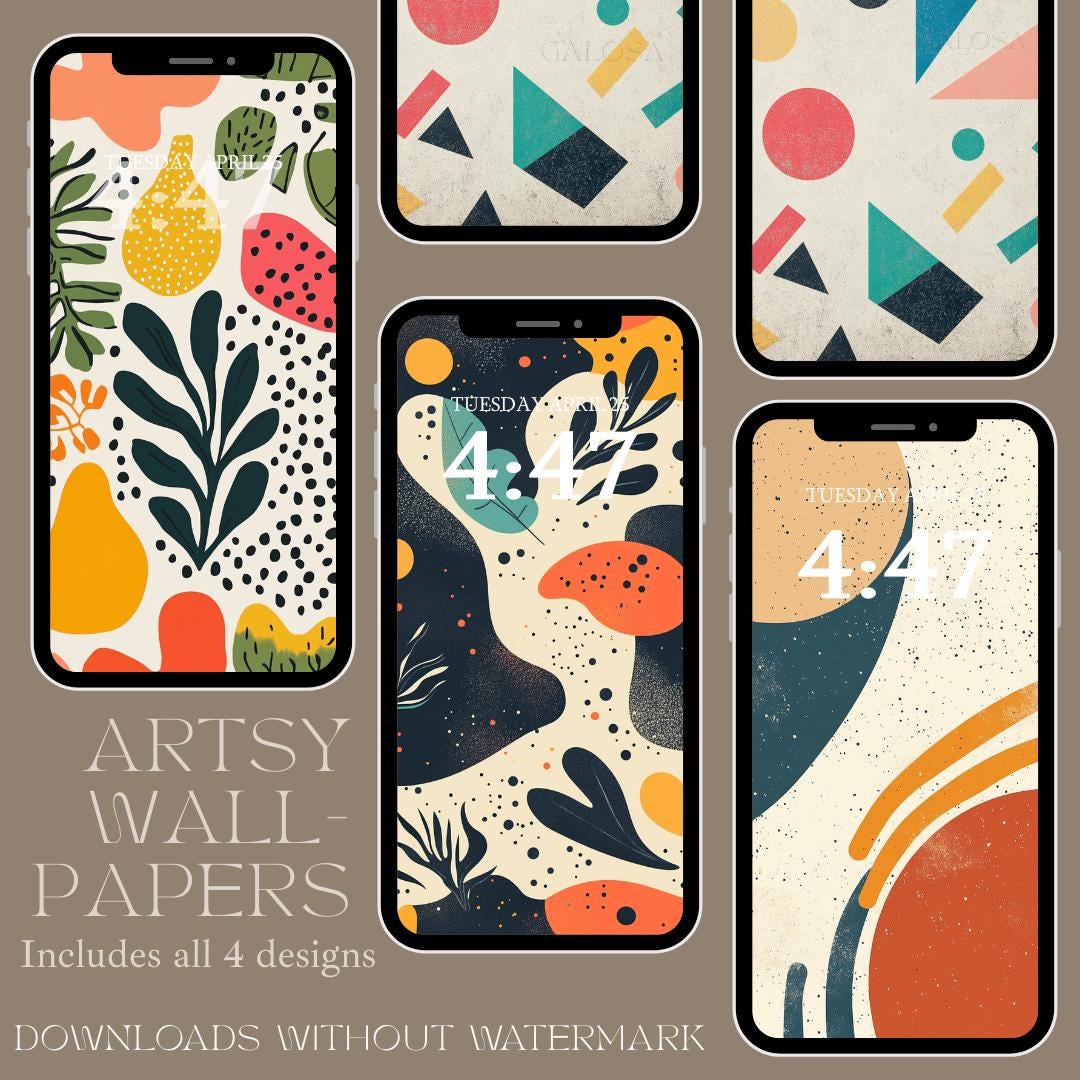 Bold Funky Abstract Shapes Phone Wallpaper – Playful Lines Bright ...