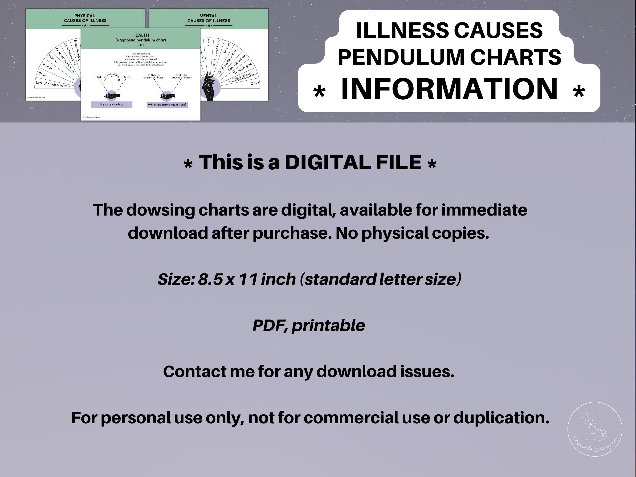 Pendulum Chart - HEALTH - ILLNESS CAUSES - Dowsing Chart - Digital ...