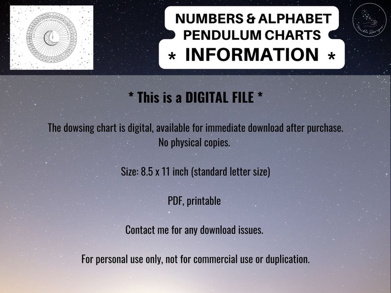 Basic Pendulum Chart Pendulum Alphabet and Number Chart - Etsy