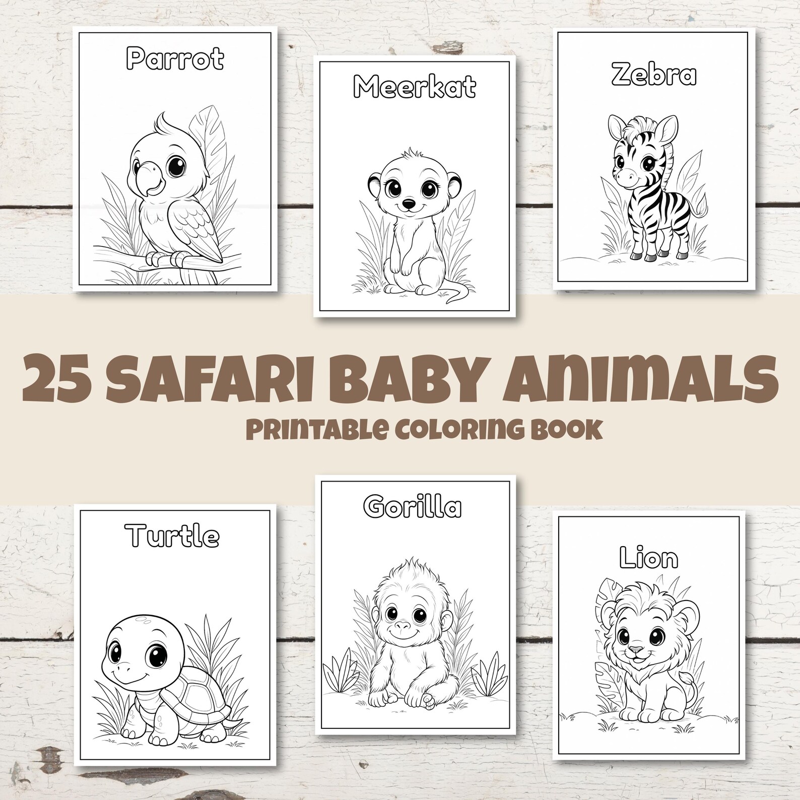 Safari Animal Coloring Book for Kids – 25 Printable Pages – Preschool ...