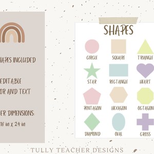 Pastel Shapes Poster Educational Poster Types of Shapes - Etsy