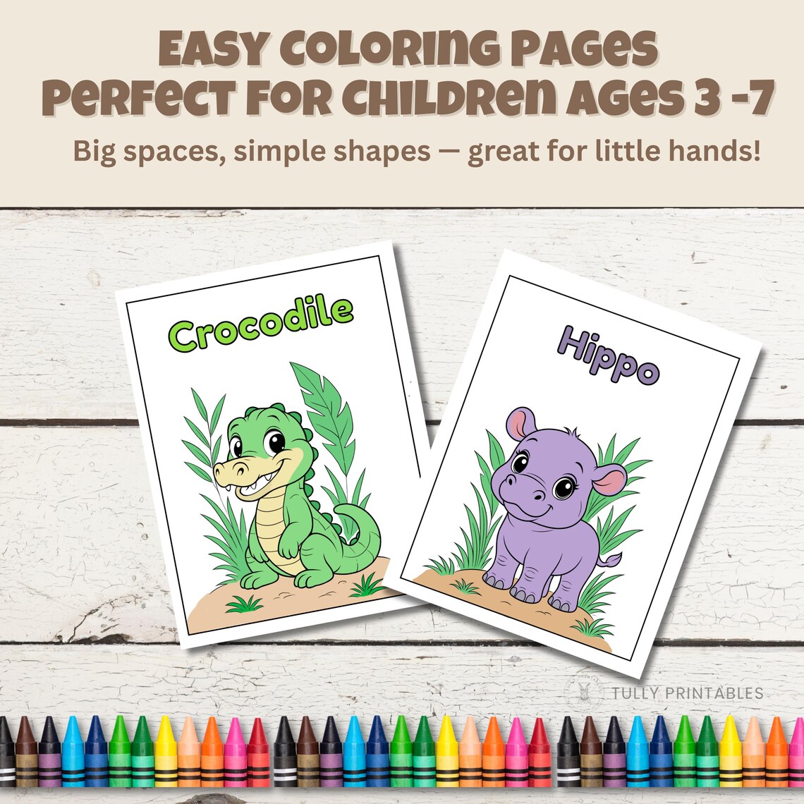 Safari Animal Coloring Book for Kids – 25 Printable Pages – Preschool ...