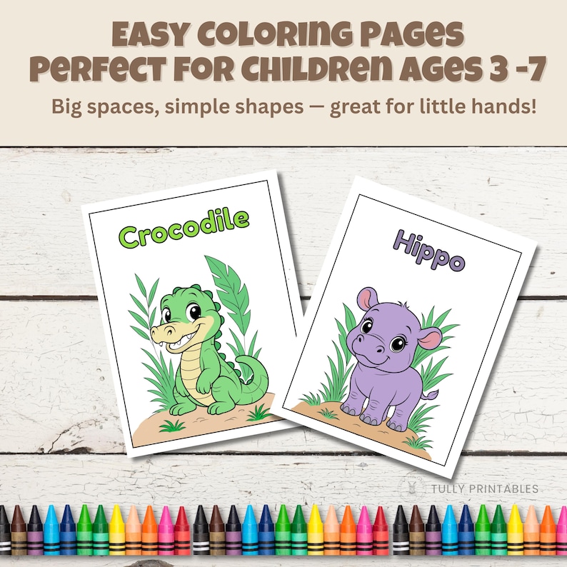 Safari Animal Coloring Book for Kids – 25 Printable Pages – Preschool ...