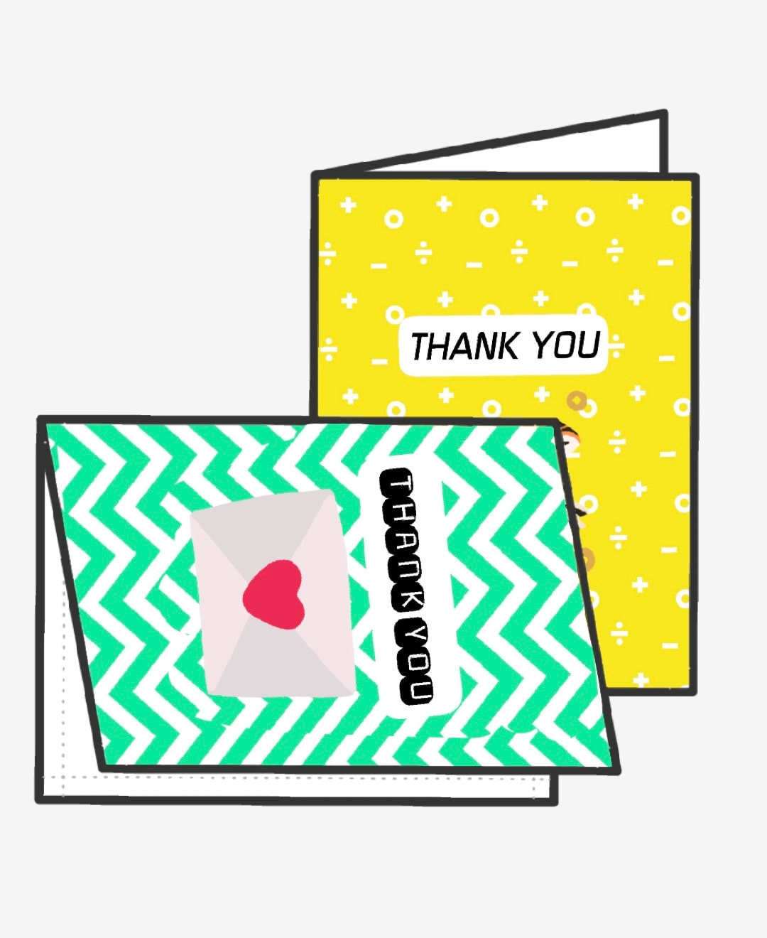 Folding Thank You Card Printable Set - Etsy