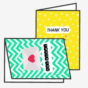 Folding Thank You Card Printable Set - Etsy
