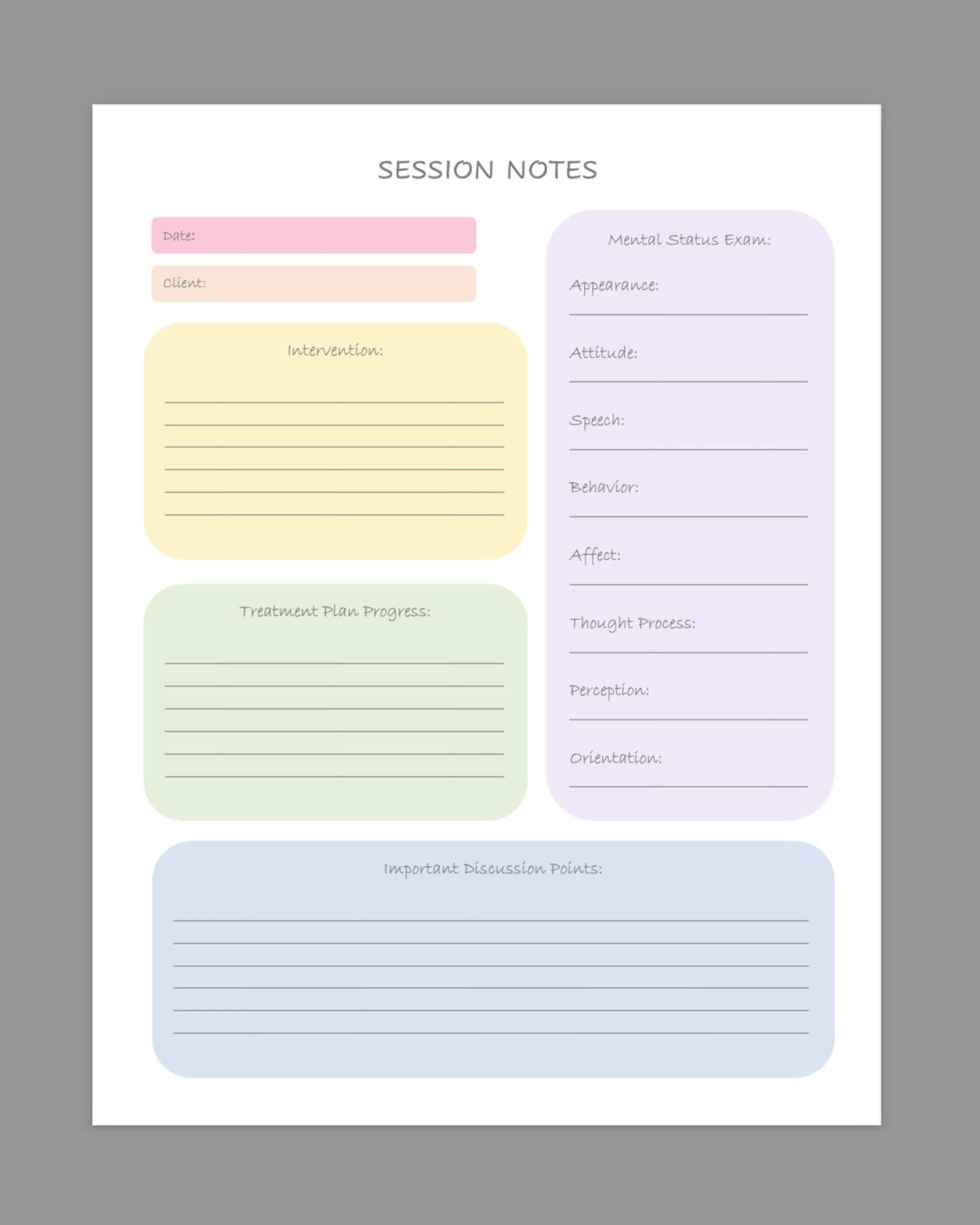 Therapy Session Notes - Etsy