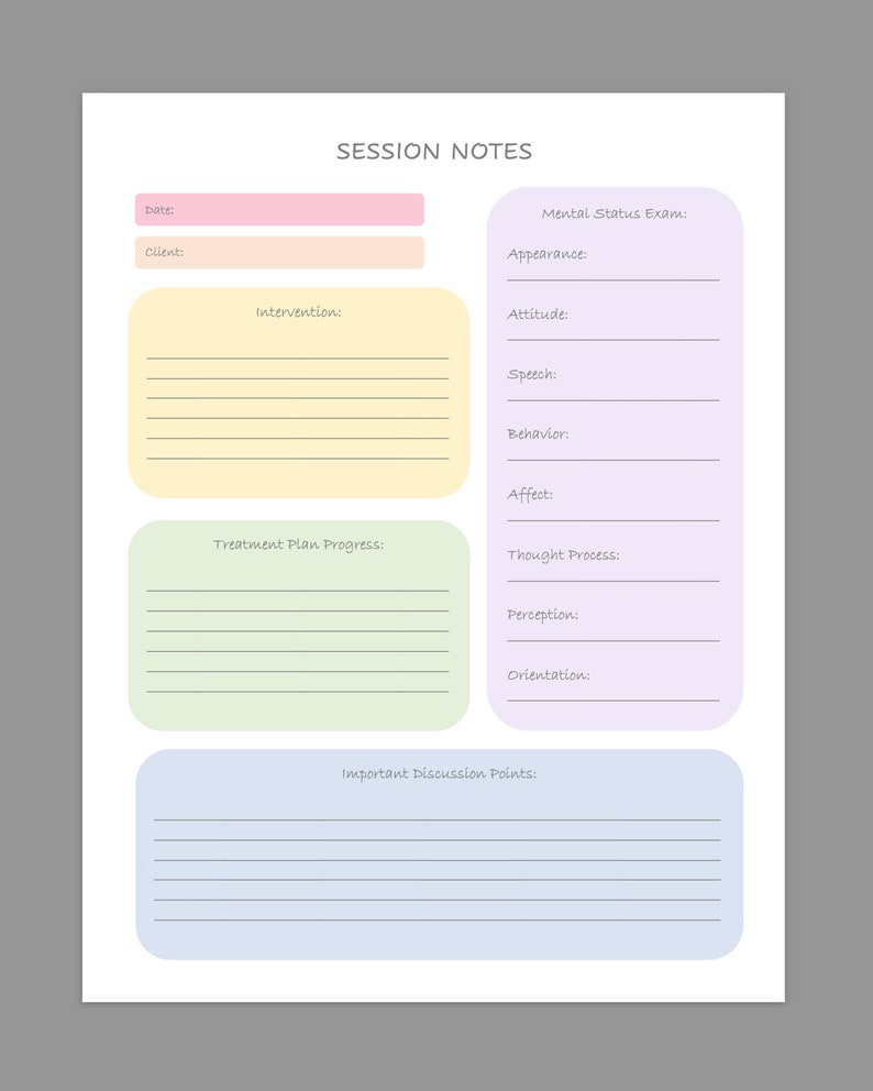 Therapy Session Notes - Etsy