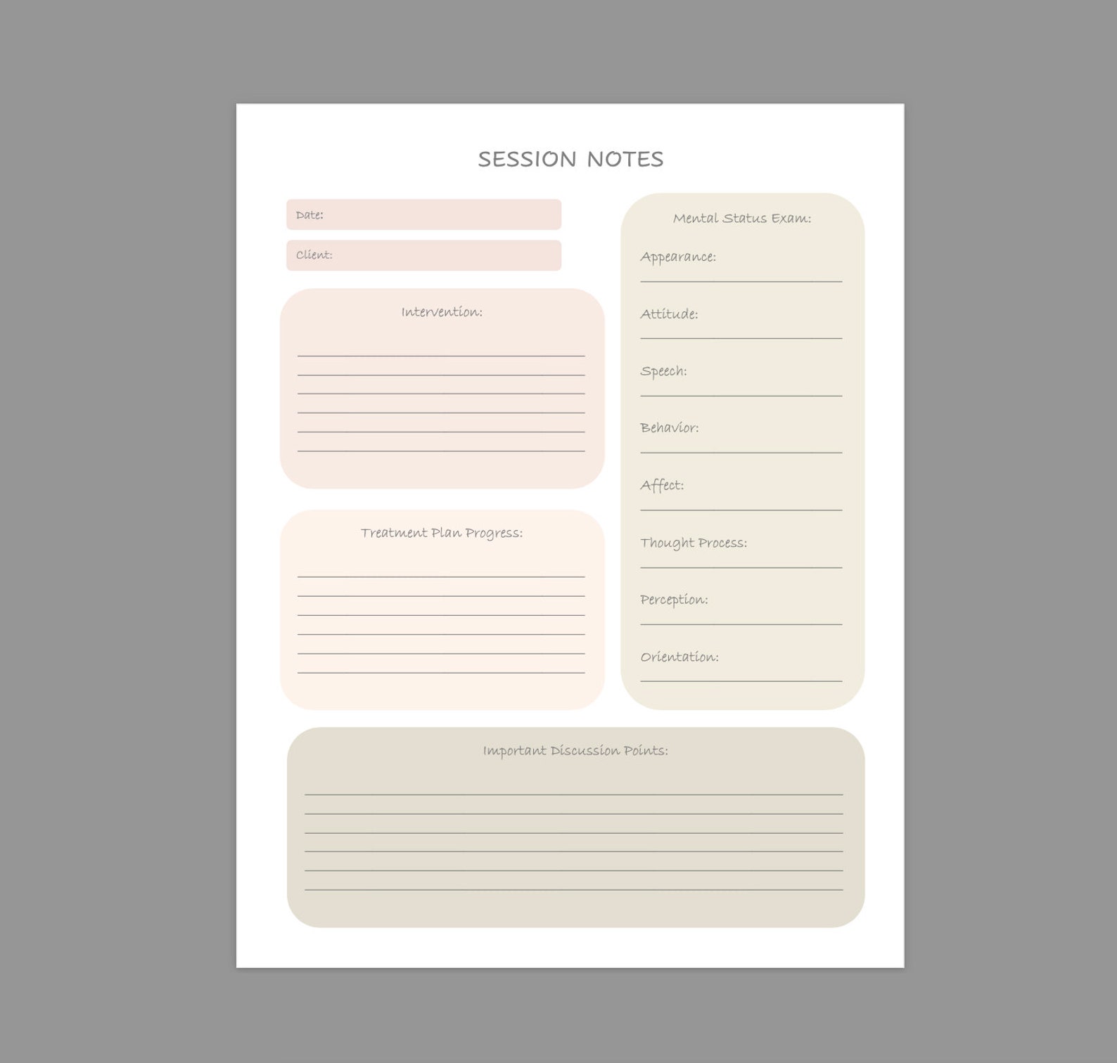 Therapy Session Notes - Etsy