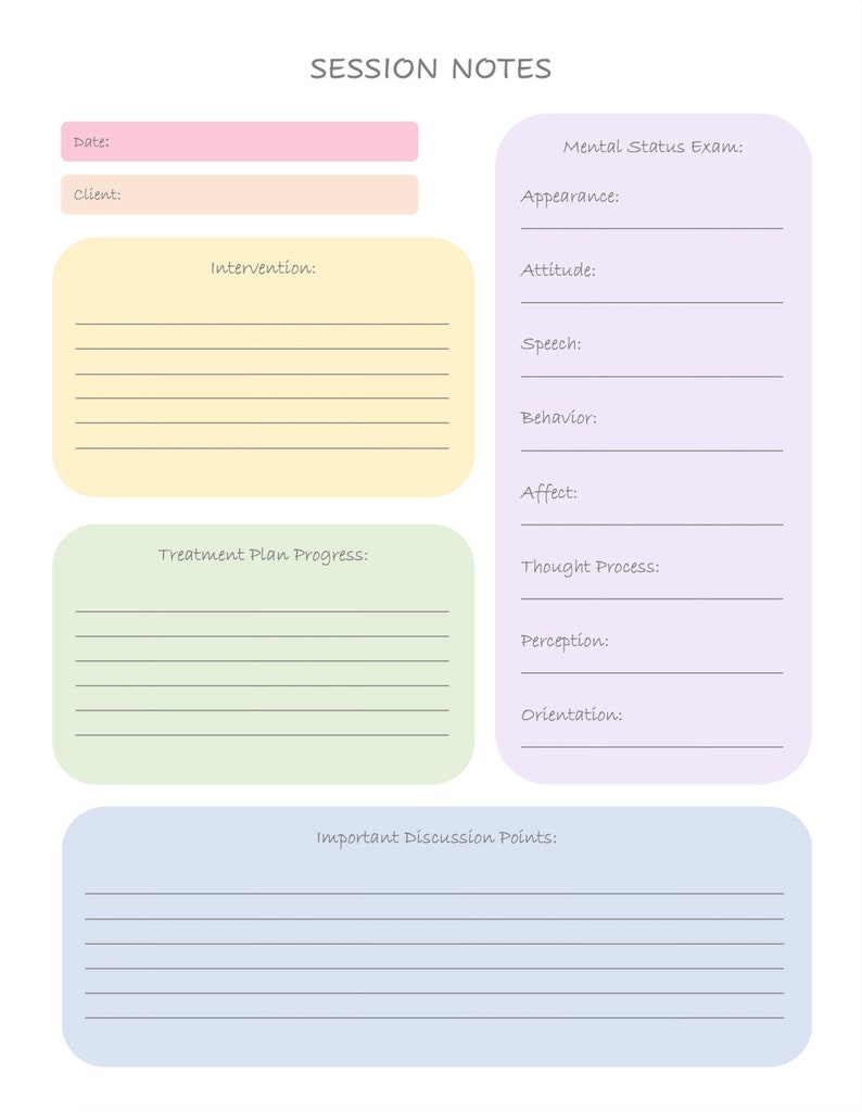 Therapy Session Notes - Etsy