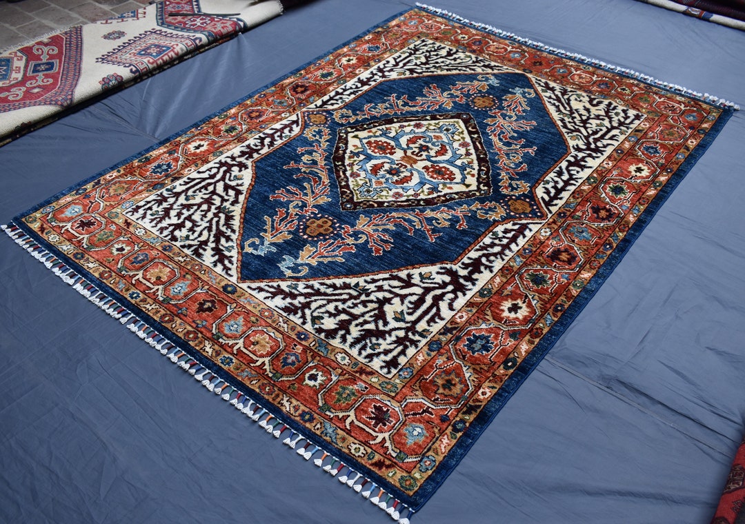 7.0 X 5.0 Ft Gorgeous Haryz Pattern Handmade Geometrical Rug, Turkmen ...