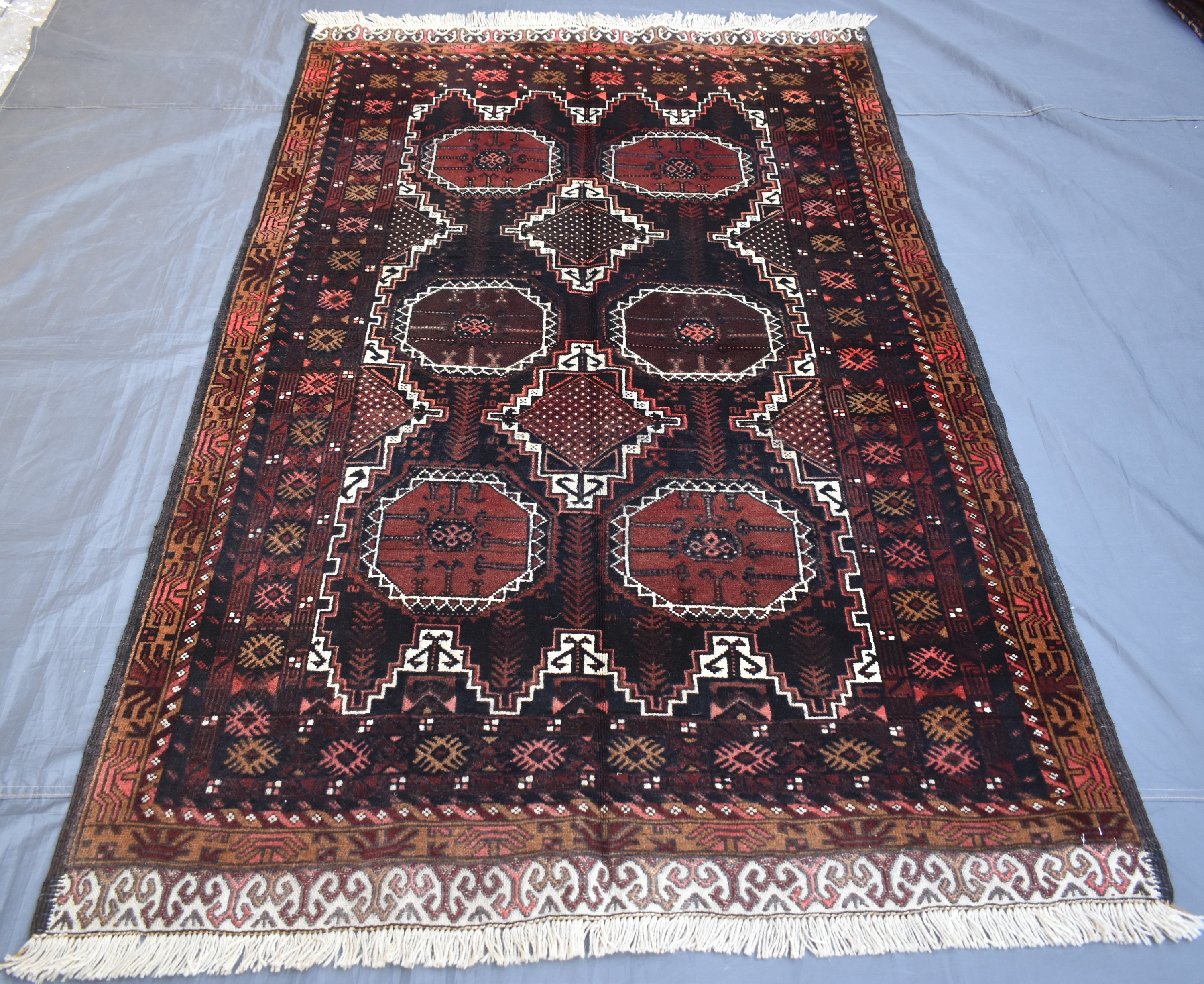 4x7 Ft Vintage Baluch Area Rug Afghan Tribal Antique Balochi Rug Hand ...