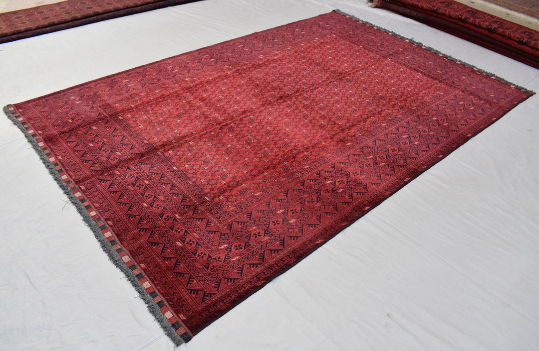 9.5 X 6.4 Feet Turkmen Basheeri Trible Red Rug Afghan Pile Pattern ...