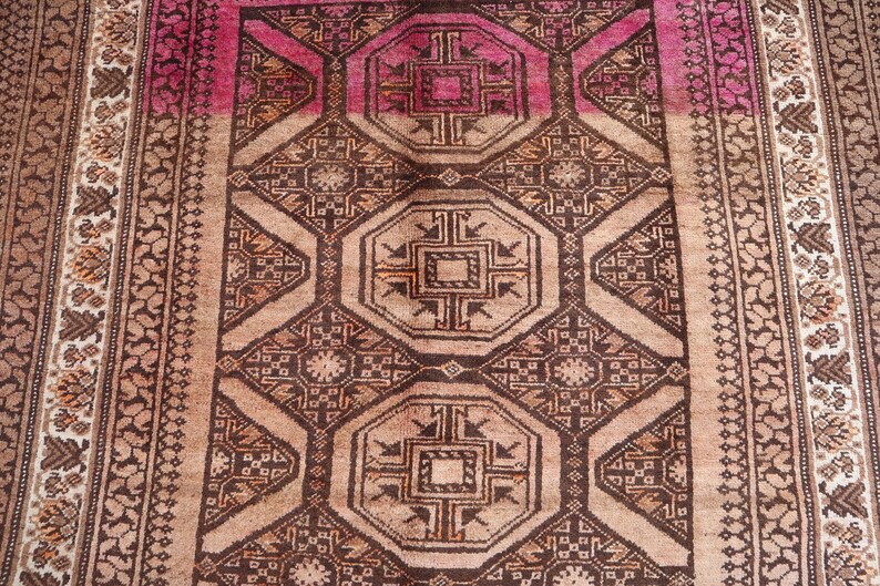 5.0x9.5 Ft Afghan Antique Rug, Afghan Handmade Wool Rug, Terracotta Low ...