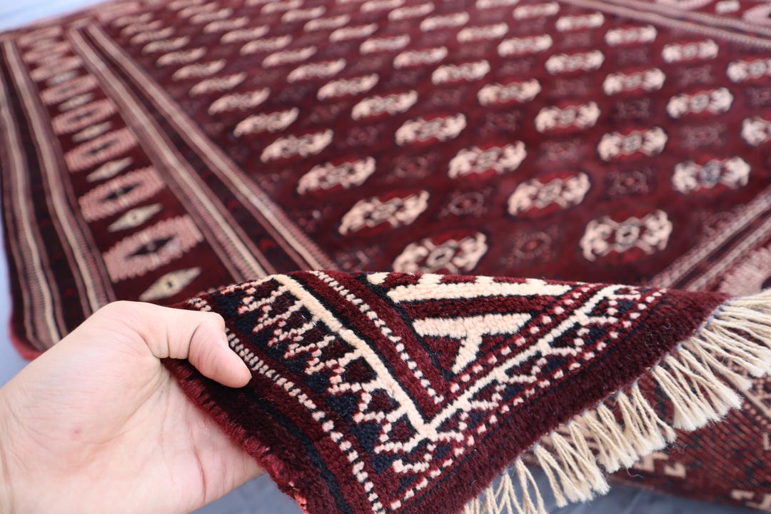 8x12 Ft Afghan Turkmen Mori Gul Rug, Hand Knotted Afghan Red Wool Rug ...