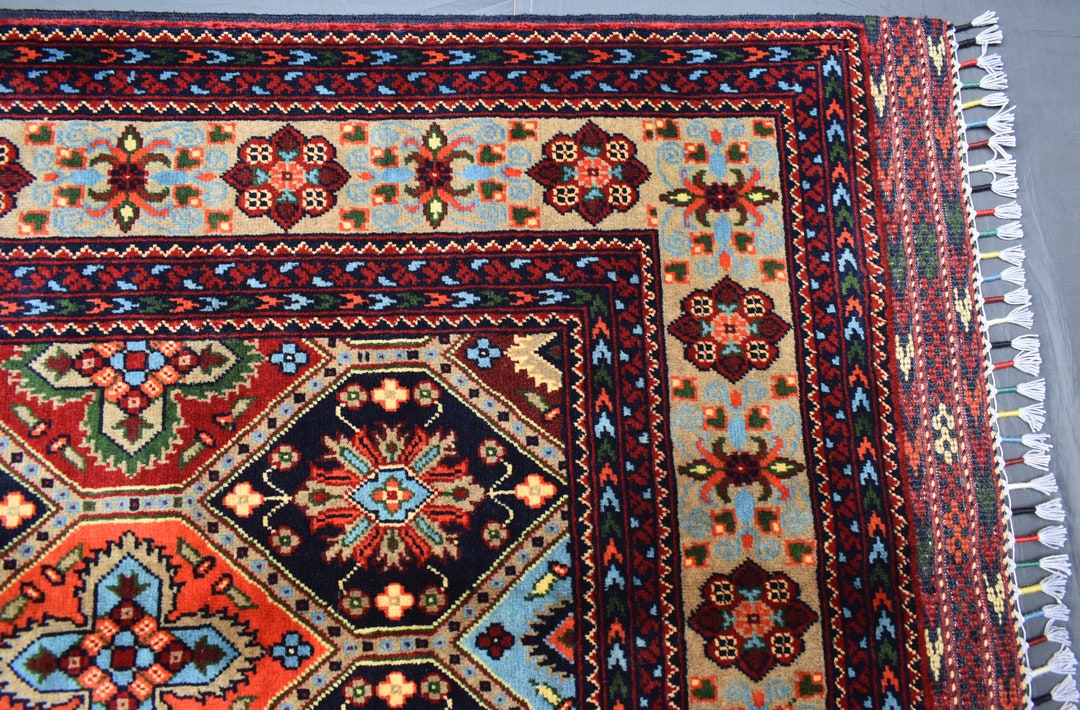 Custom Multi Color Area Rug/ Afghan Hand Knotted Veg Dyes Rug ...