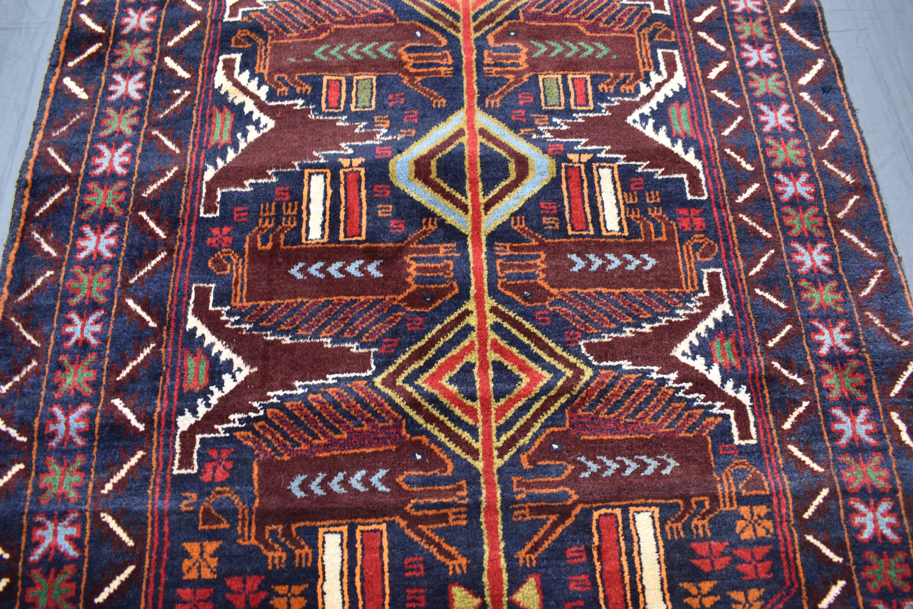 4x7 Ft Vintage Pictorial Rug Afghan Handmade Fine Quality - Etsy