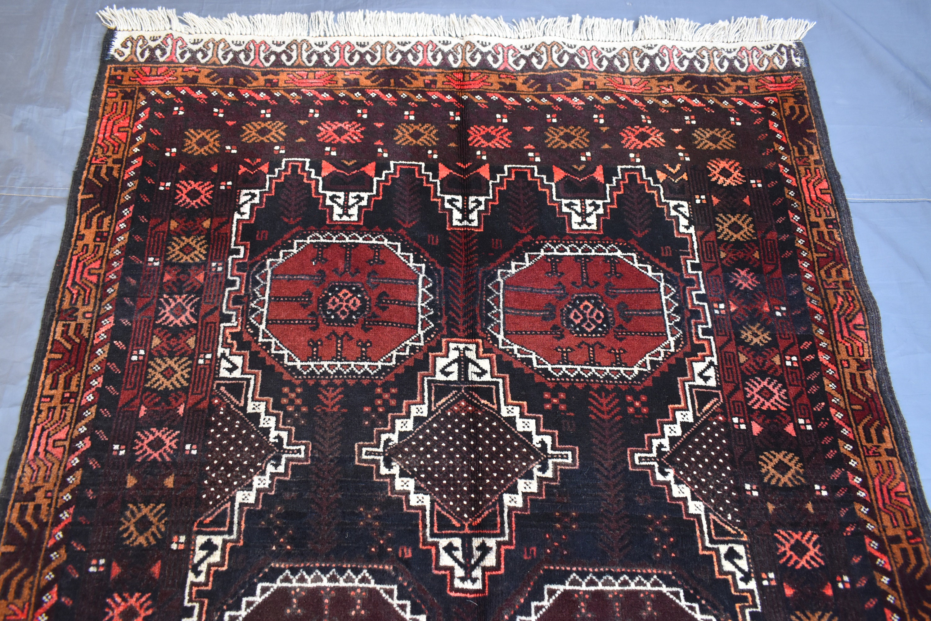 4x7 Ft Vintage Baluch Area Rug- Afghan Tribal Antique Balochi Rug- Hand ...