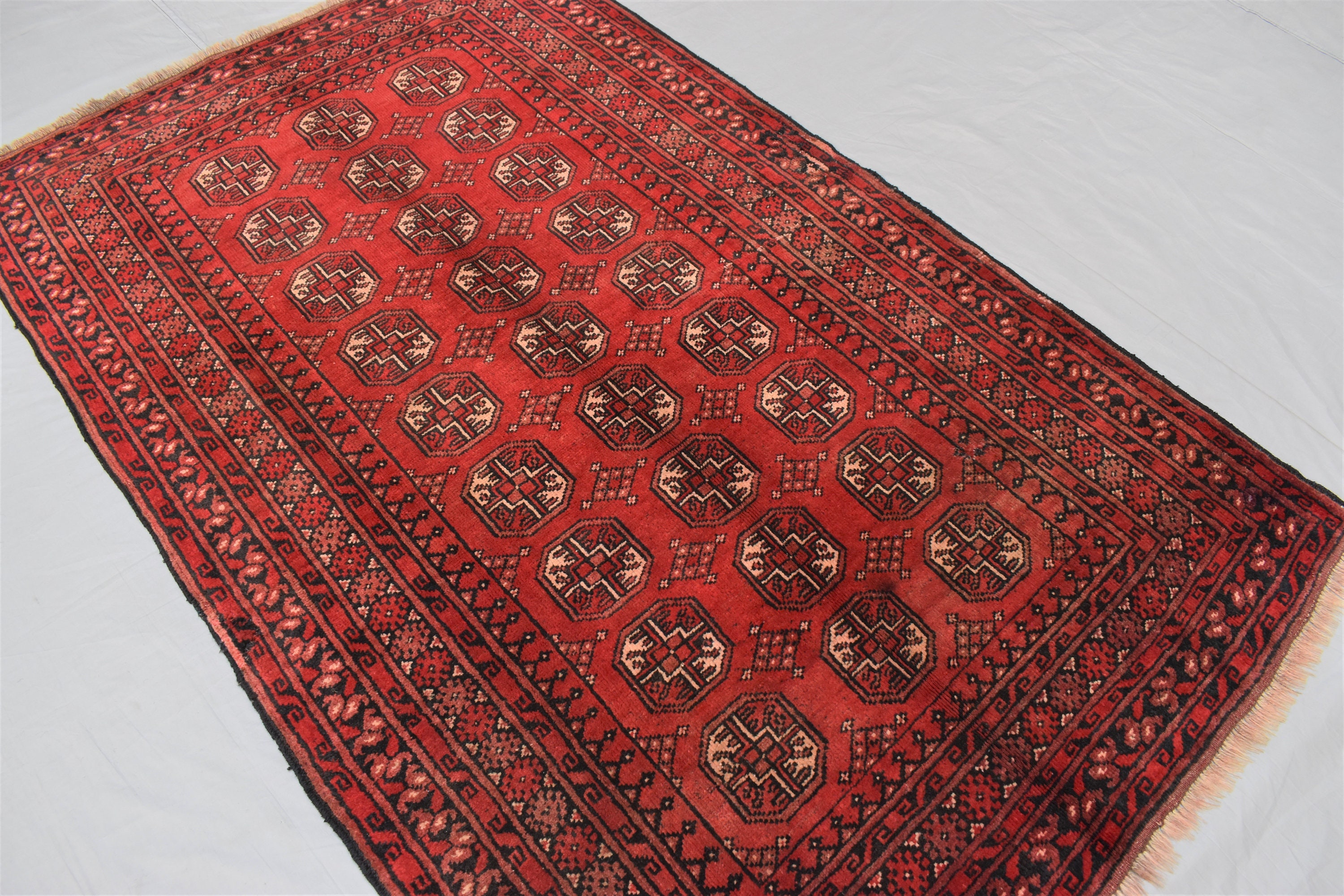 5.9 X 3.7 Ft Antique Faded Turkmen Tekke Rug Red Afghan - Etsy