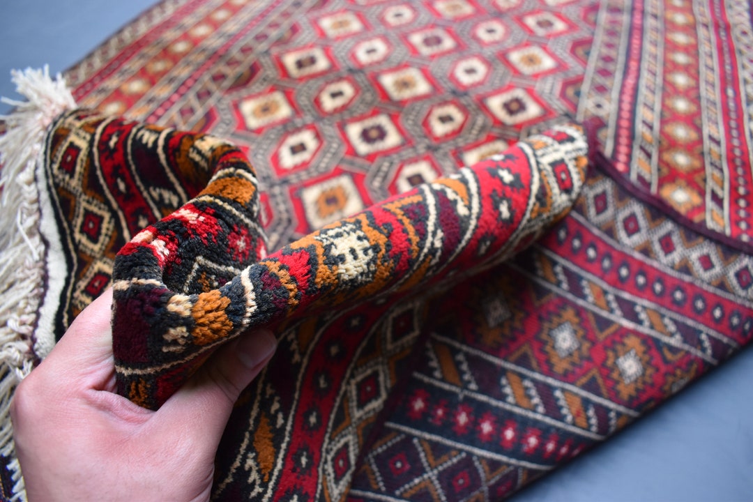 6.2 X 3.7 Ft Antique Afghan Baloch Rug Oriental Sistan Balochi Rug Red ...