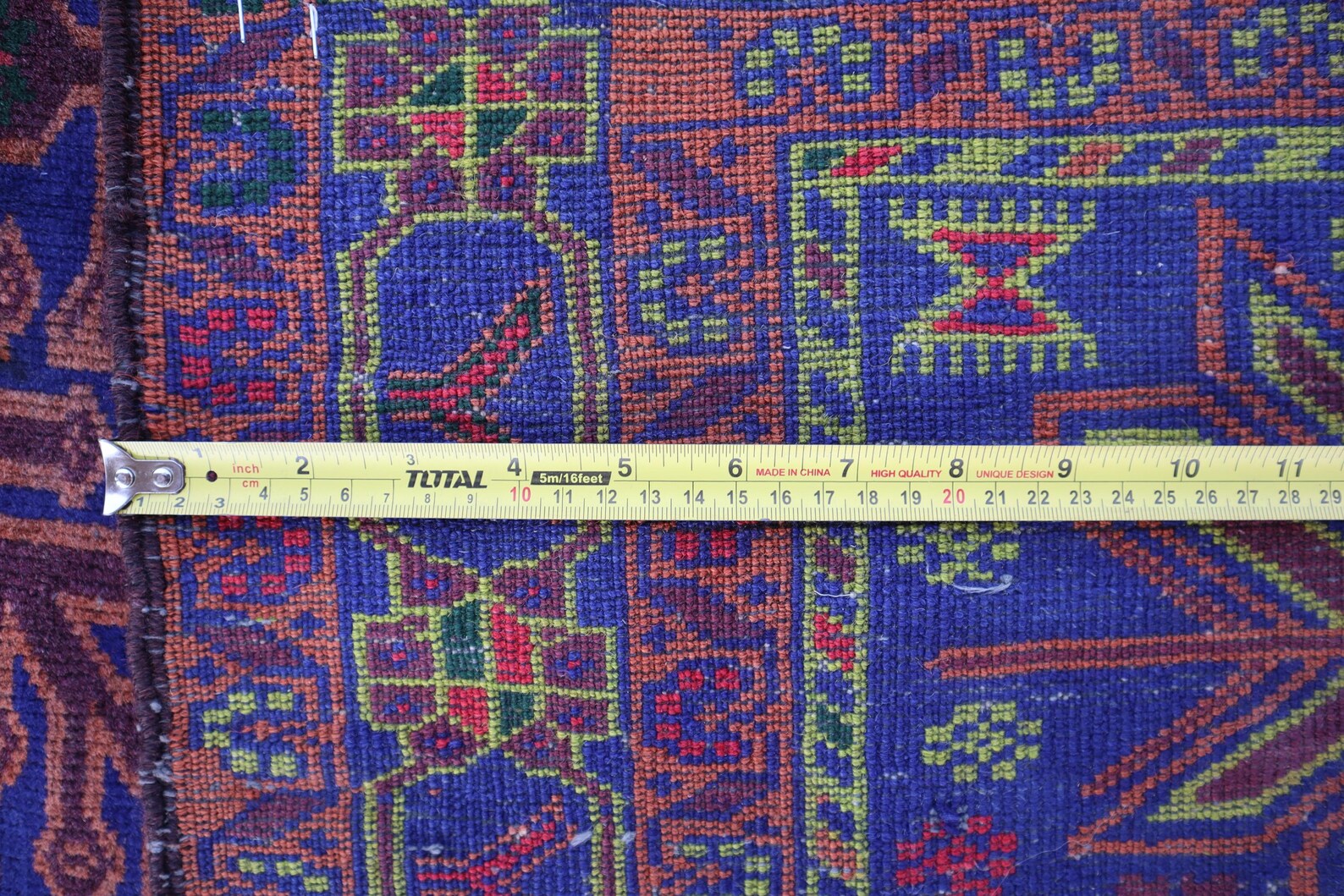 Navy Blue Pictorial Rug/ Afghan Vintage Rug/ Handmade Wool Area Rug ...