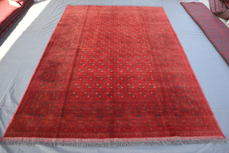 Ersari Turkmen Rug 6.8x9.2 Ft Afghan Hand Knotted Rug Bukhara Oriental ...