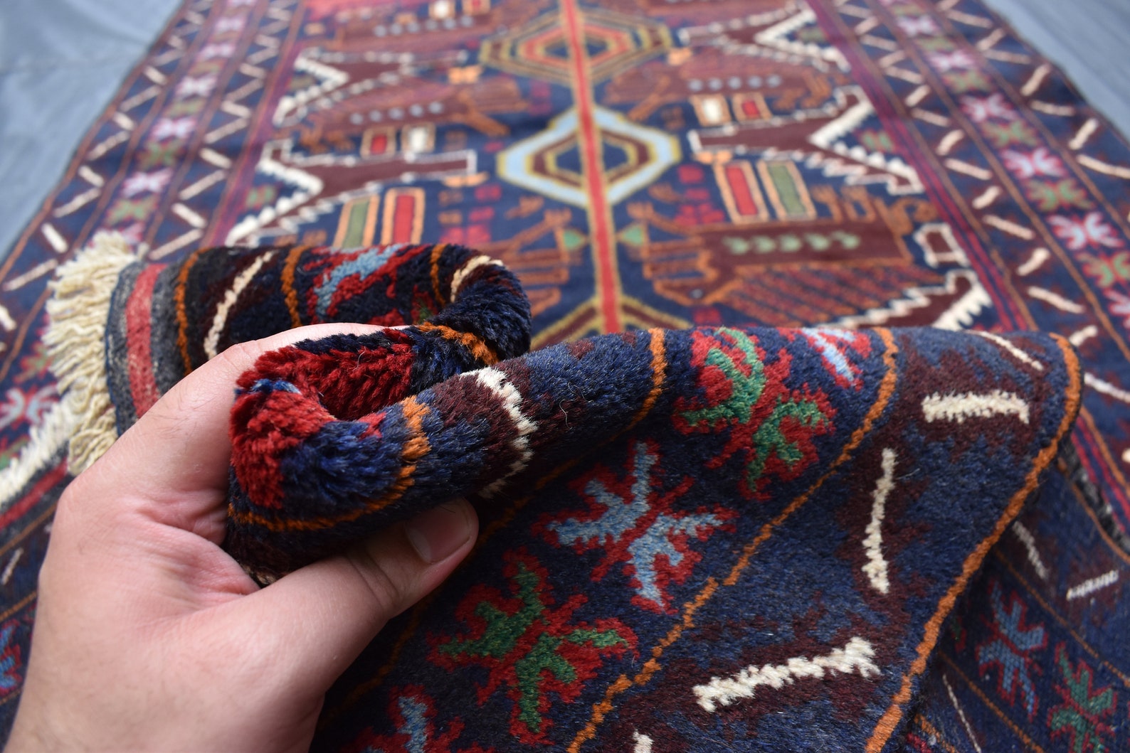 4x7 Ft Vintage Pictorial Rug Afghan Handmade Fine Quality - Etsy