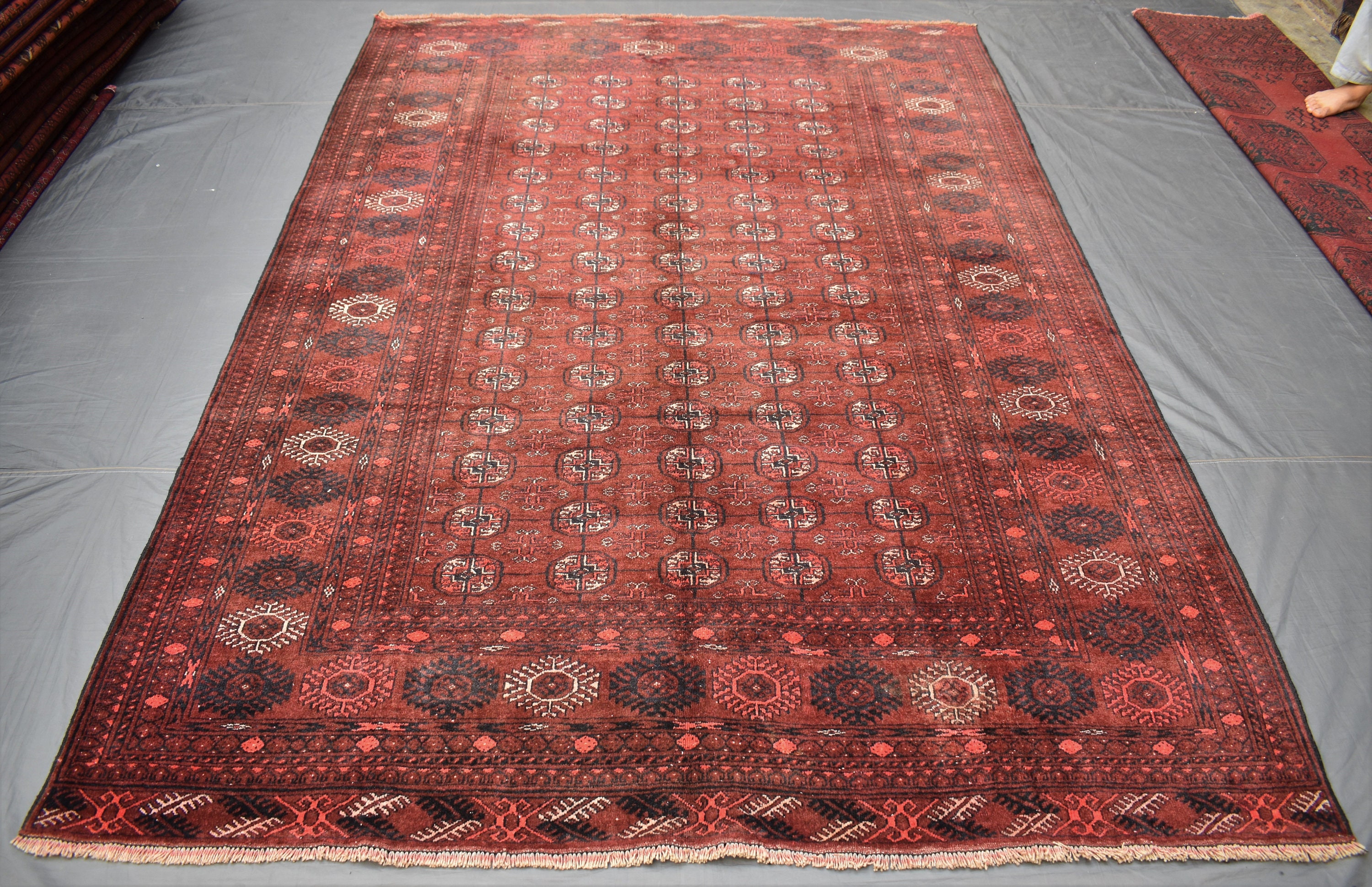 7x10 Ft Antique Turkmen Rug Afghan Handmade Wool Area Rug Vintage ...