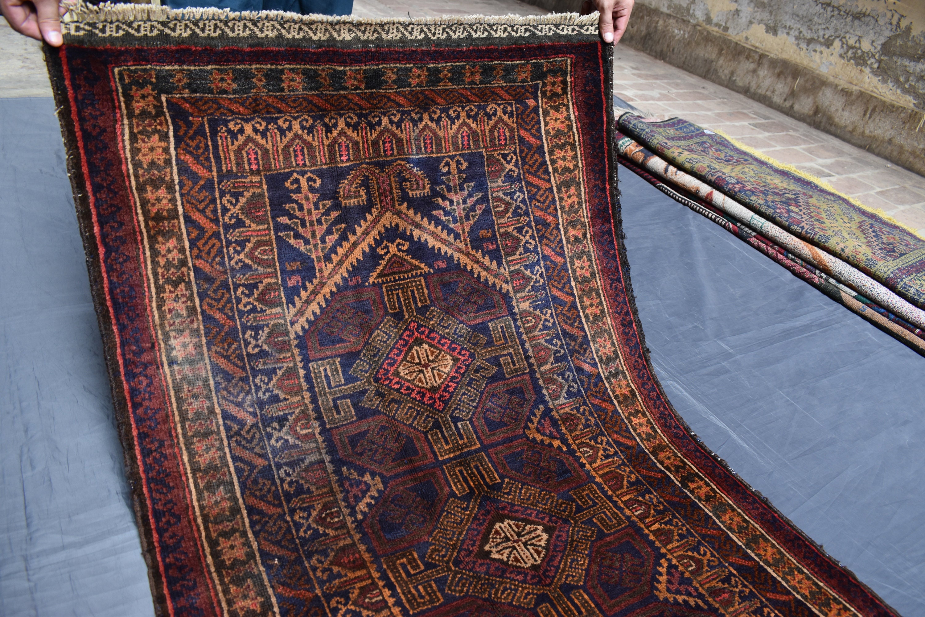 3x5 Antique Prayer Rug, Afghan Hand Knotted Natural Dye Wool Area Rug ...