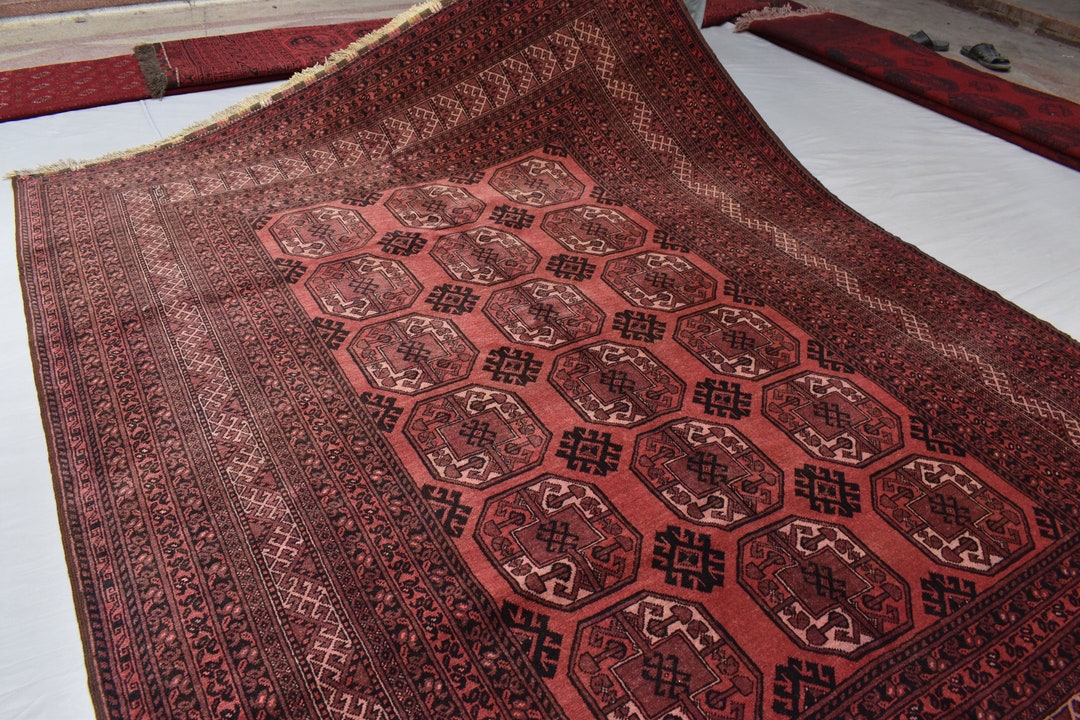 9.3 X 6.6 Ft Afghan Turkmen Elephant Foot Design Rug Antique Turkmen ...
