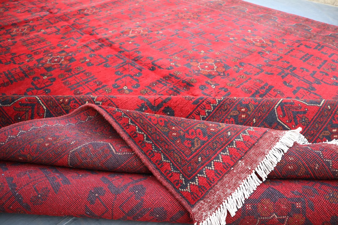 Red Bokhara Rug 8x12 Ft, Turkmen Bokhara Rug, Custom Khal Muhammadi ...