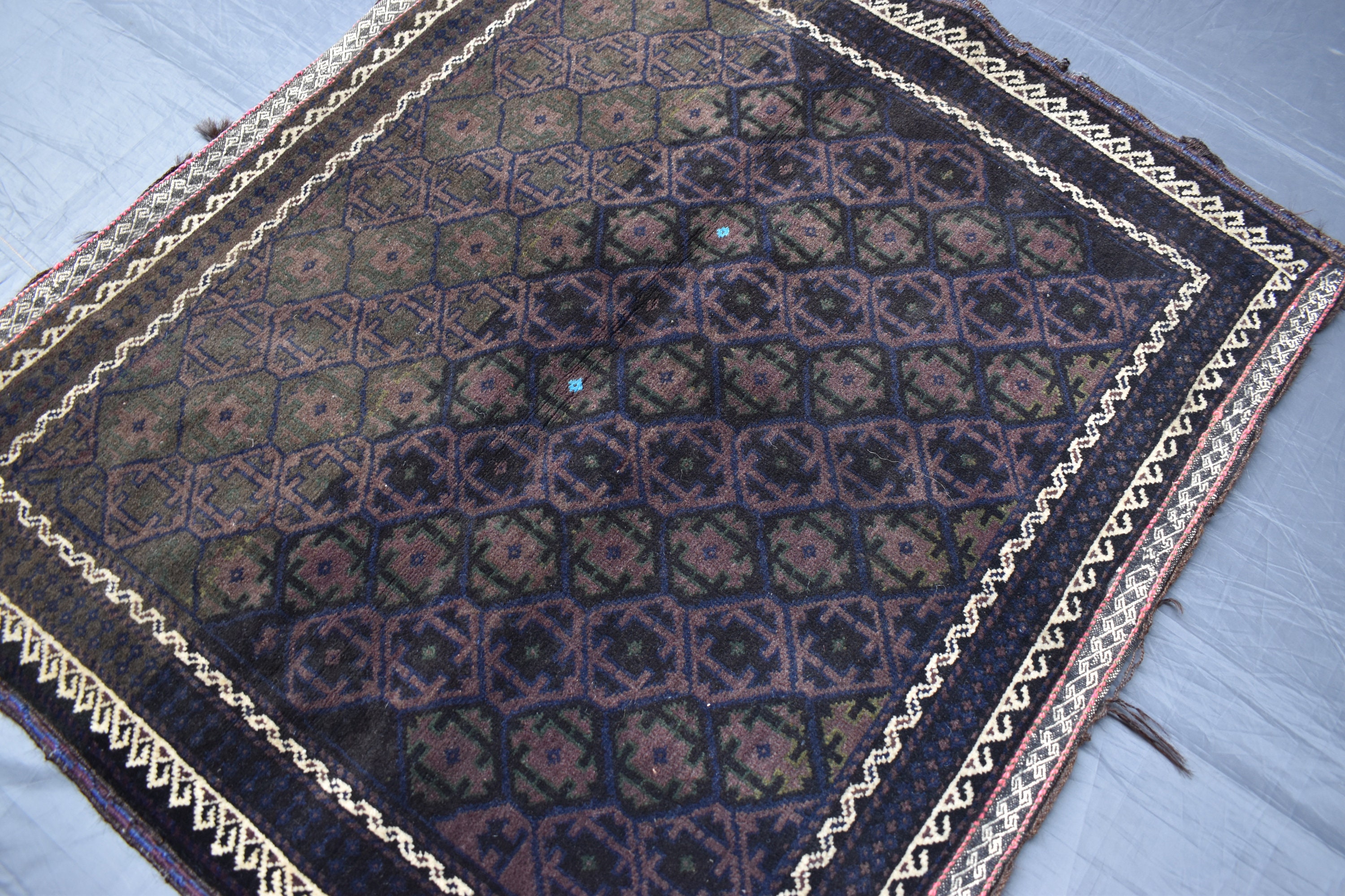 Vintage Square Rug 3x3 Ft Afghan Veg Dye Hand Knotted Wool - Etsy