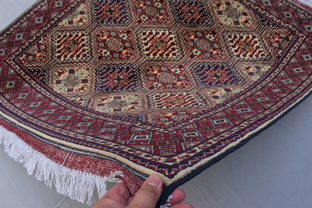 4x4 Square Floor Rug New Afghan Handmade Wool Rug Turkmen Antique Faded ...