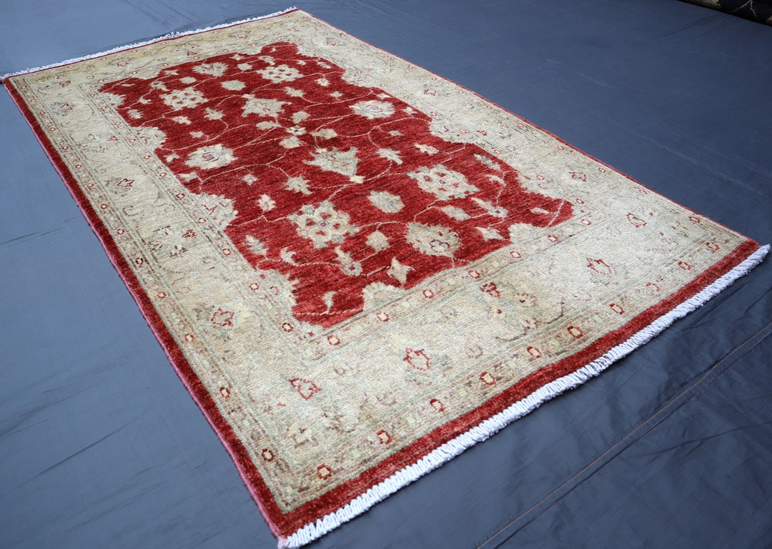 3x5 Red Area Rug - Turkish Hand Knotted Veg Dye Wool Rug - Medallion ...