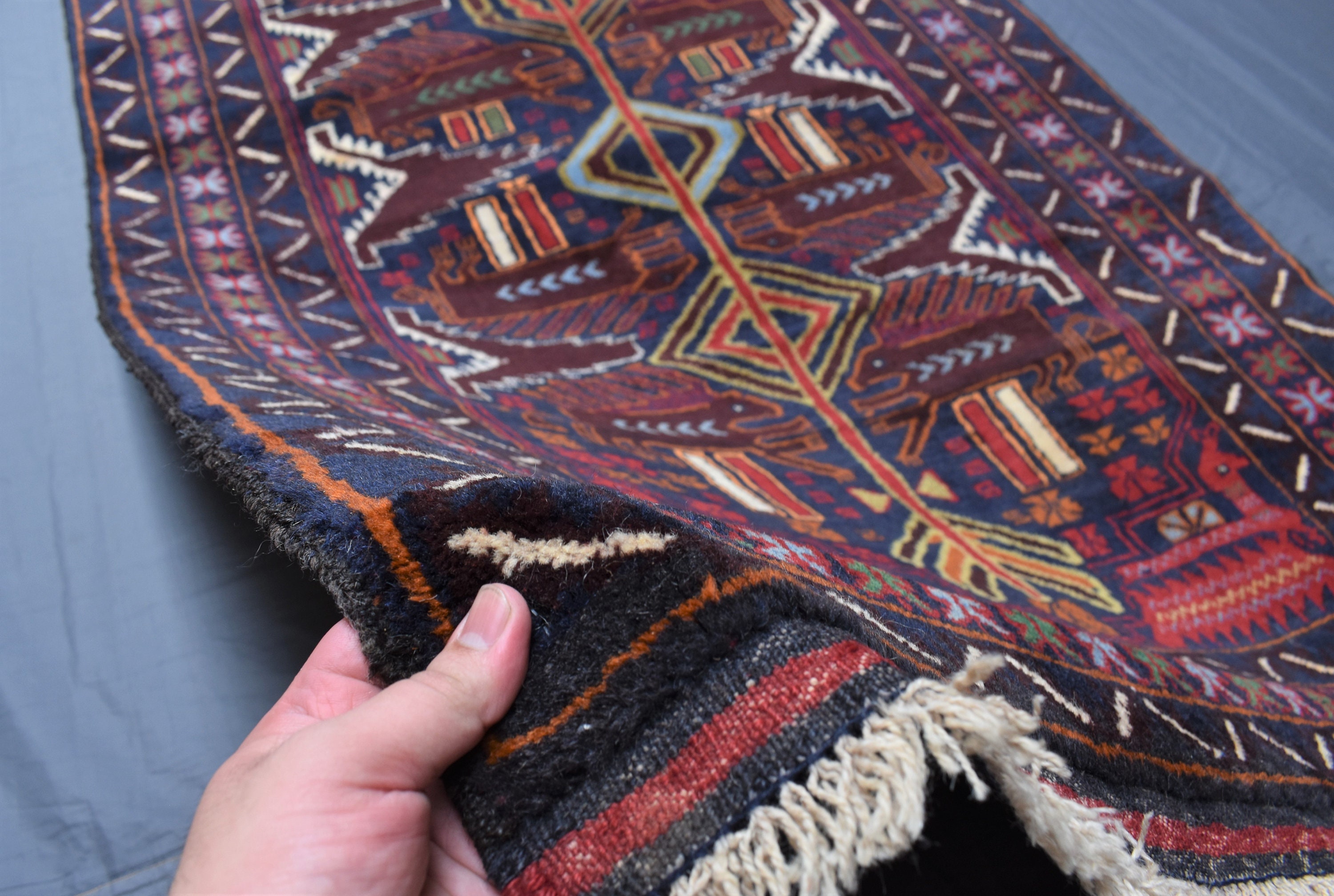 4x7 Ft Vintage Pictorial Rug Afghan Handmade Fine Quality - Etsy