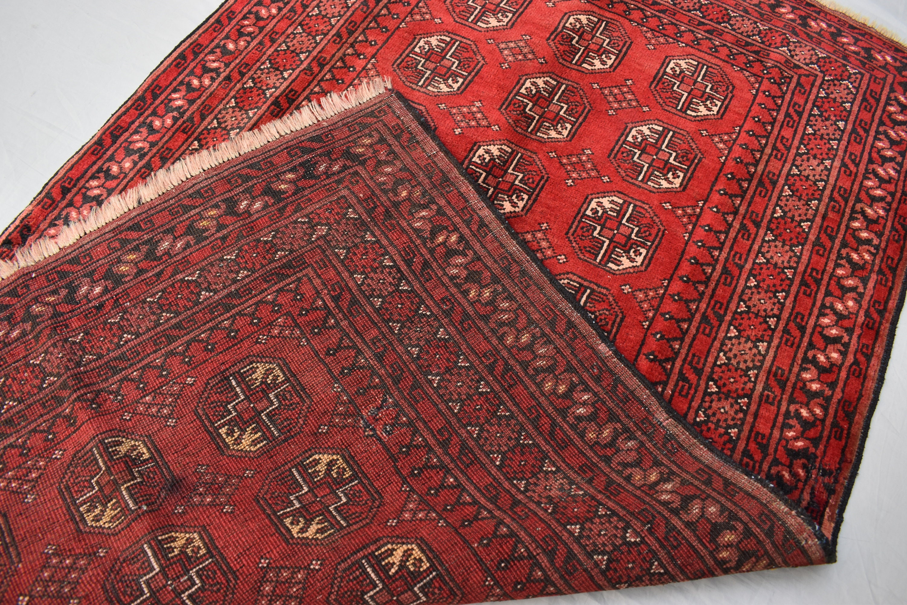 5.9 X 3.7 Ft Antique Faded Turkmen Tekke Rug Red Afghan - Etsy