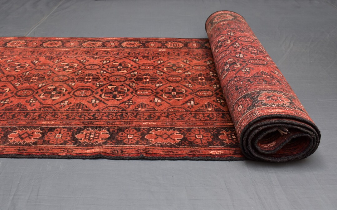Vintage 10 Ft Runner Rug, Afghan Handmade Wool Runner Rug, Turkmen ...