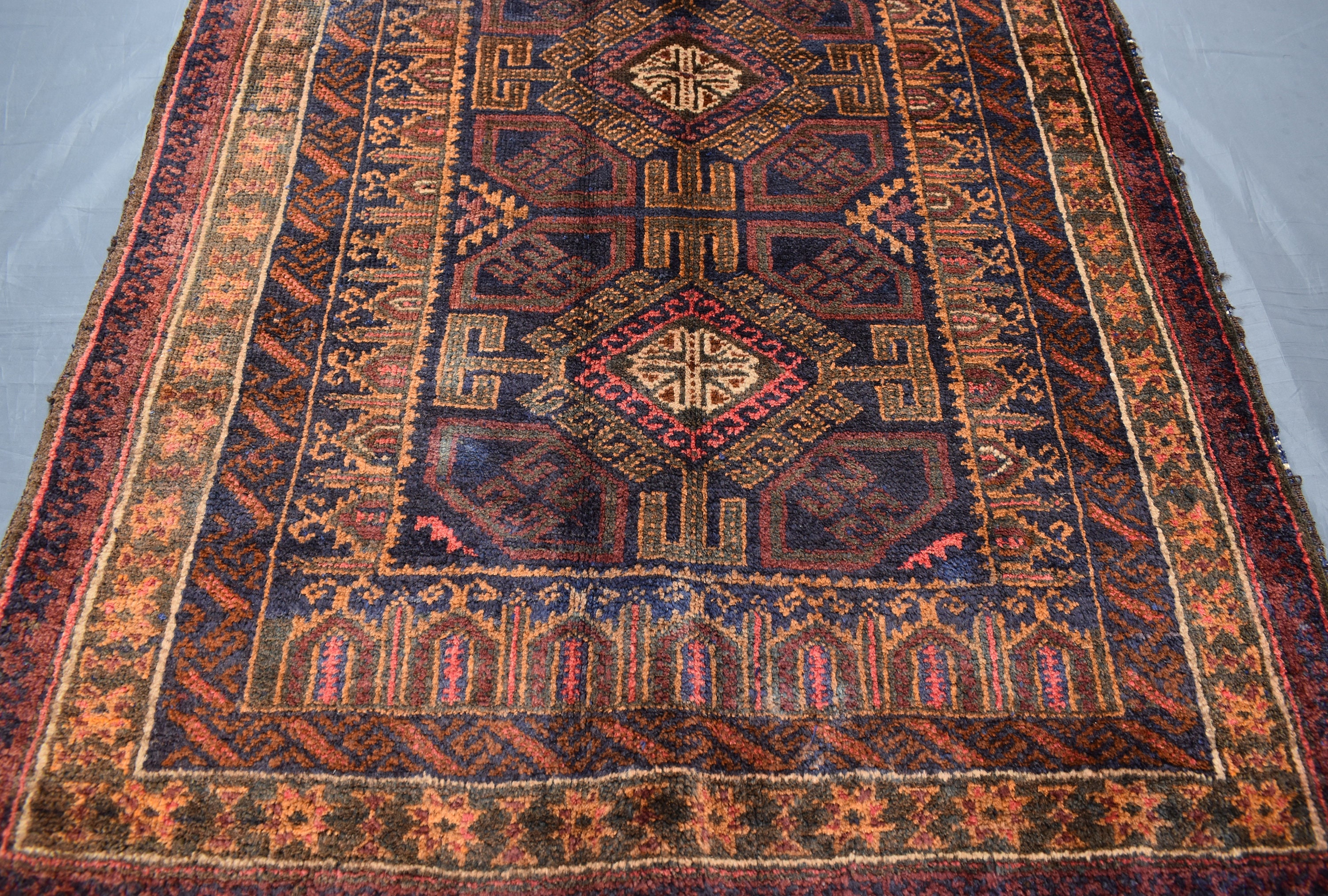 3x5 Antique Prayer Rug, Afghan Hand Knotted Natural Dye Wool Area Rug ...