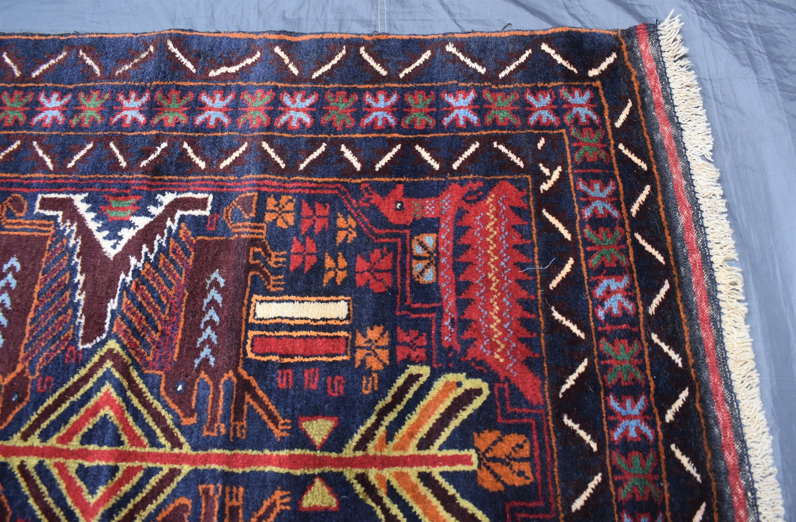 4x7 Ft Vintage Pictorial Rug Afghan Handmade Fine Quality - Etsy