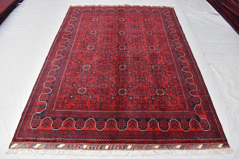 5.7x8.1 Ft Red Bokhara Area Rug Afghan Handmade Wool Rug - Etsy