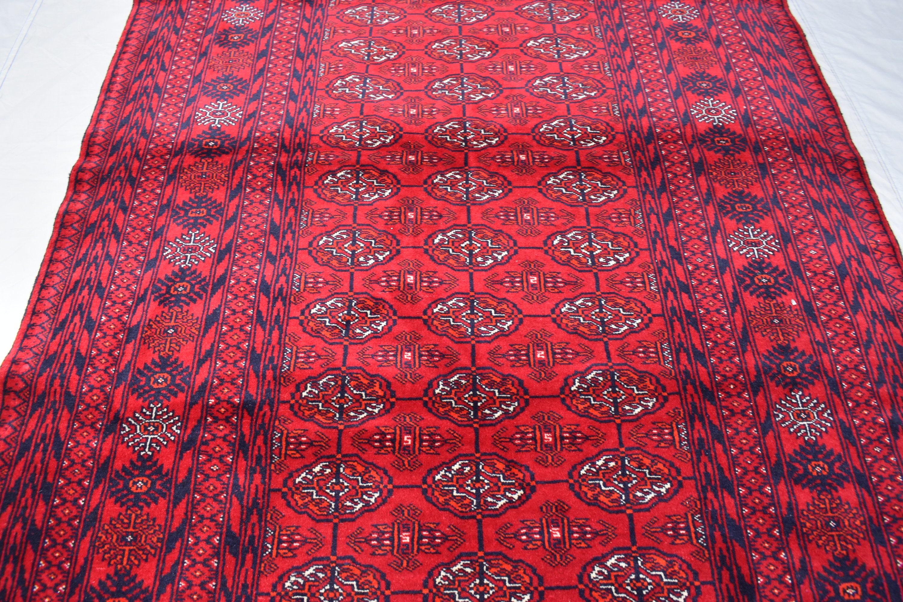 4x6 Ft Red Turkmen Mori Gul Rug/afghan Handmade Fine Quality Wool ...
