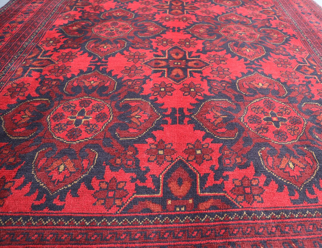 5x6 Vintage Area Rug, Afghan Hand Knotted Veg Dyes Wool Area Rug ...