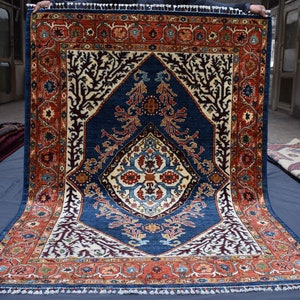 7.0 X 5.0 Ft Gorgeous Haryz Pattern Handmade Geometrical Rug, Turkmen ...