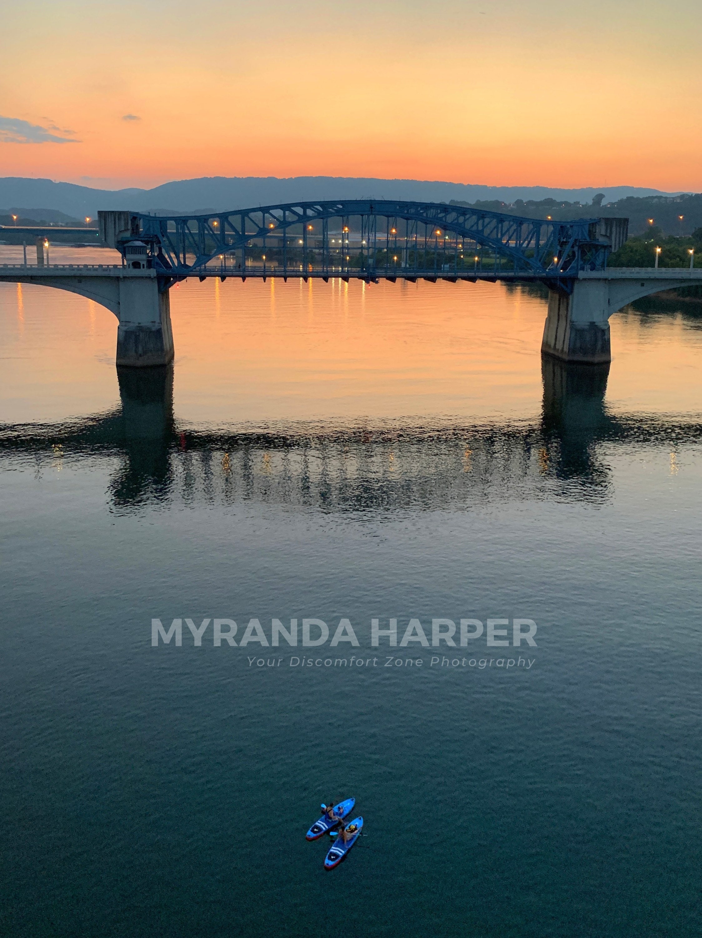 Chattanooga, Tennessee - Riverfront - Bridge - Sunset - Rock City ...