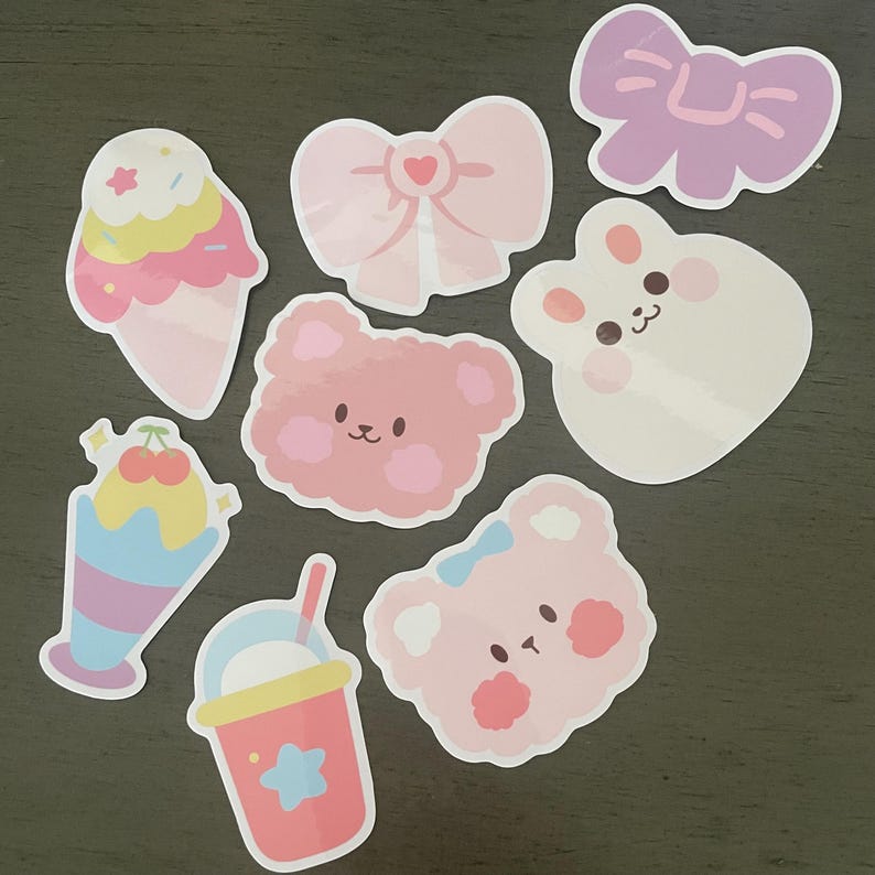 Cute and Sweet Sticker Set // for Laptop or Water Bottle or Journal ...