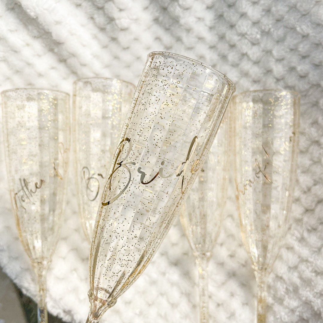 Rose Gold Bridesmaid Champagne Flutes- Bridesmaid Gift- Personalized ...
