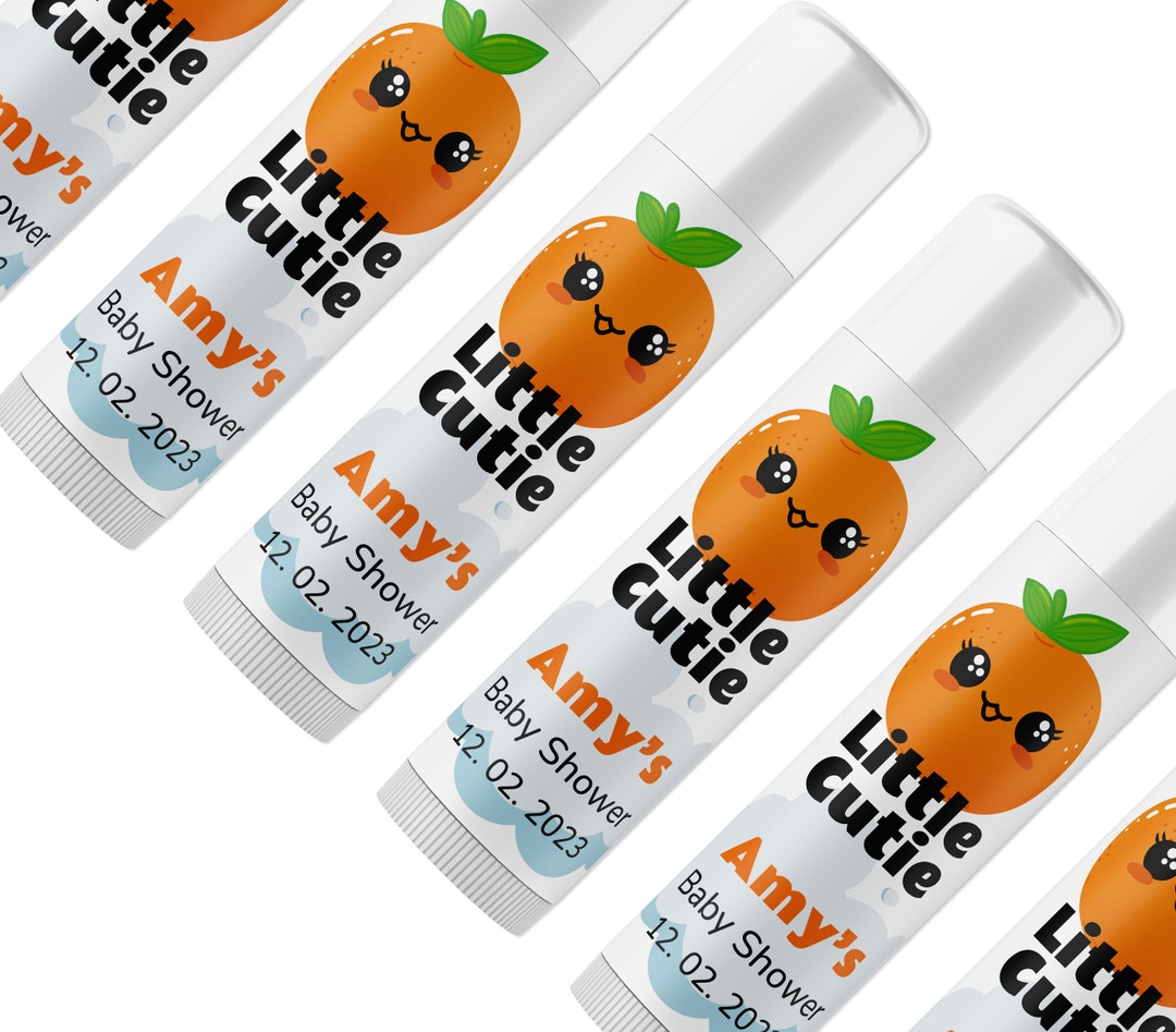 Little Cutie Baby Shower: Personalized Lip Balm Favors With Custom ...