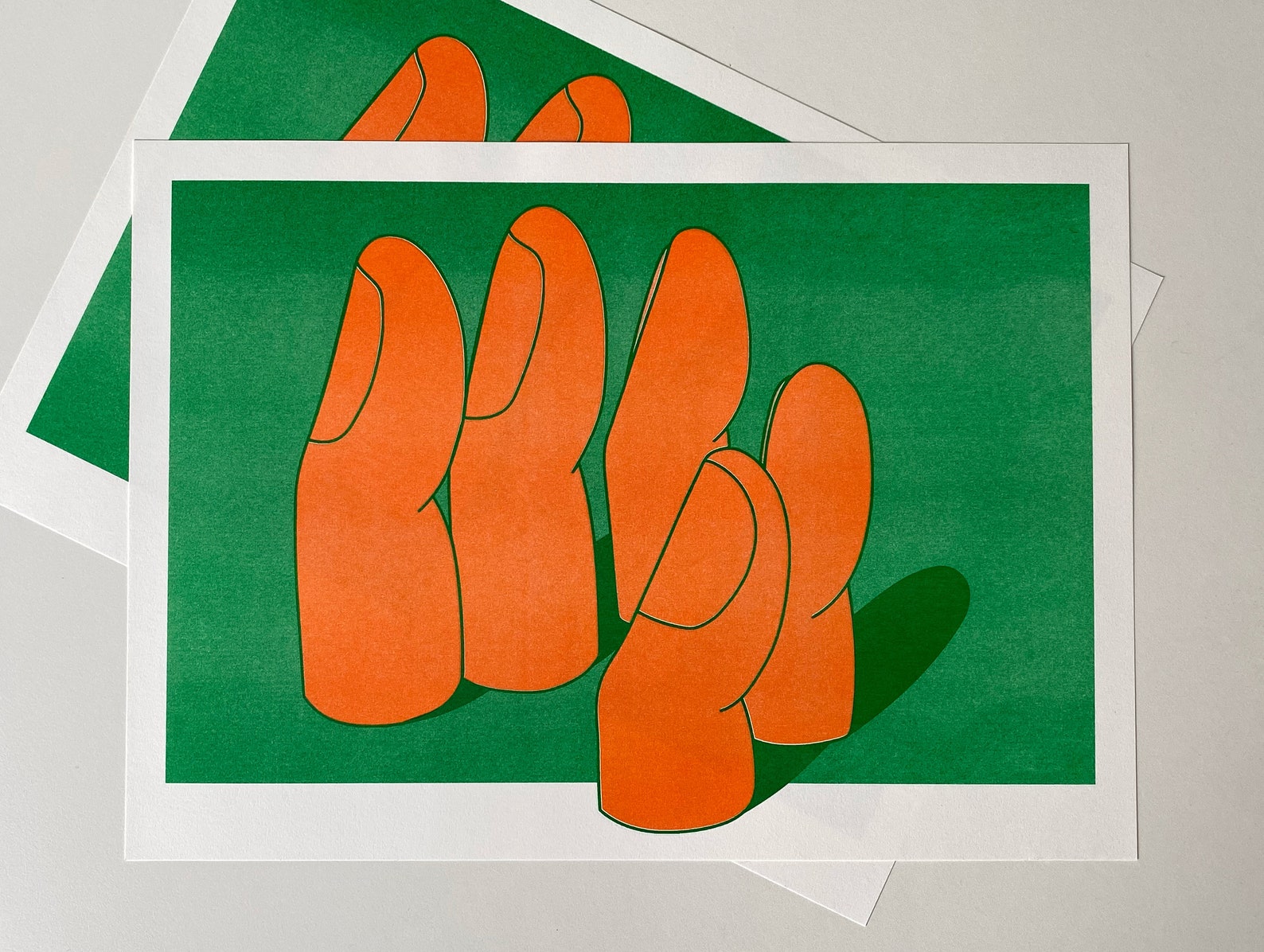 A3 Risograph Print "drowning" | Orange and Green - Etsy