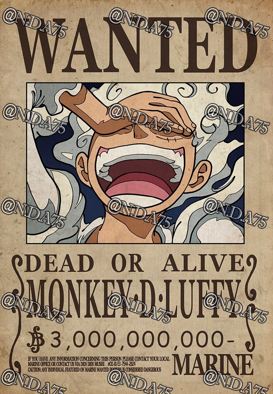 One Piece NIKA LUFFY Wanted Poster - Etsy Canada
