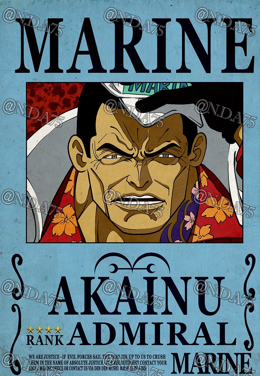 One Piece AKAINU Wanted Poster - Etsy