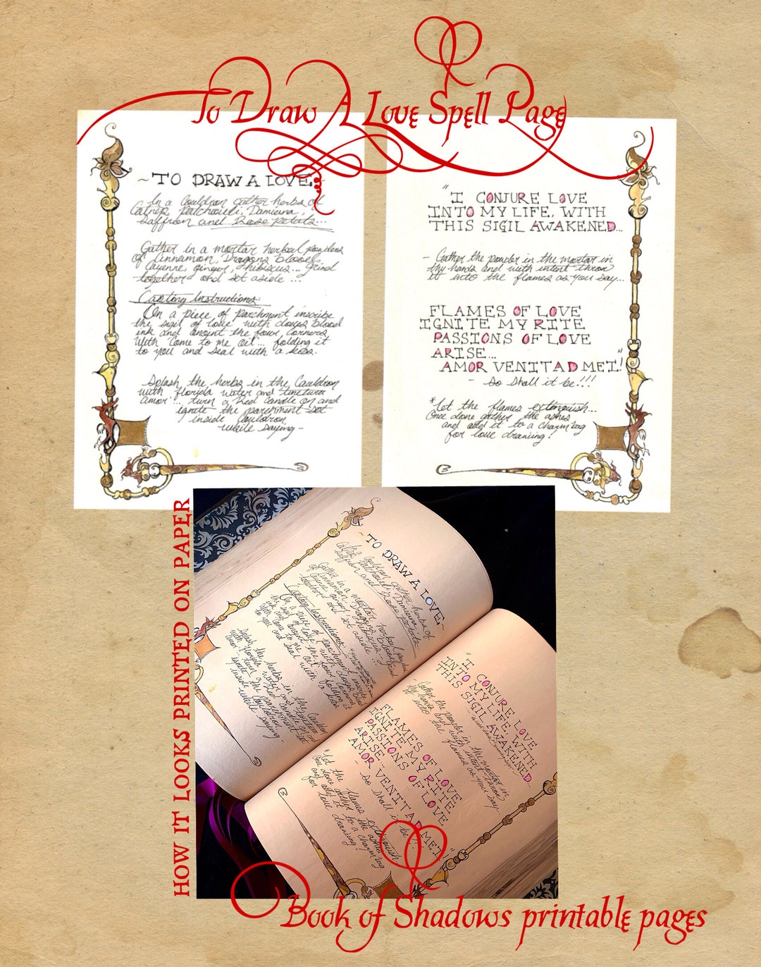 To Draw A Love: A Grimoire Spell Page // Digital Book of Shadow Pages ...